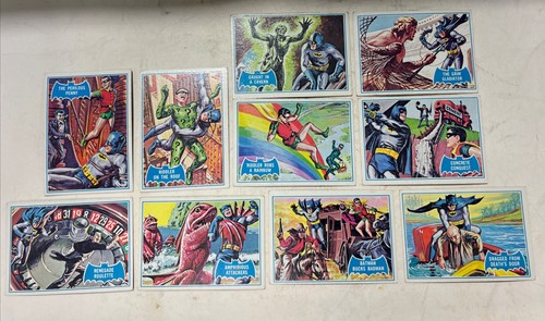1966 TOPPS USA BATMAN BLUE BAT 10 card lot nice condition puzzle back ...