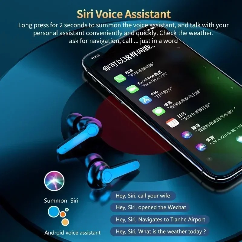 Bluetooth Earphones TWS Mini Wireless Headphones In-Ear Buds For iPhone ...