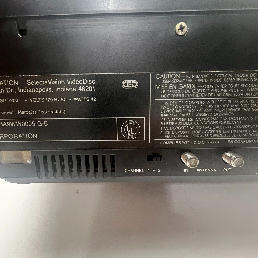 RCA SelectaVision SGT-200 Stereo CED VideoDisc Player TESTED **Read ...