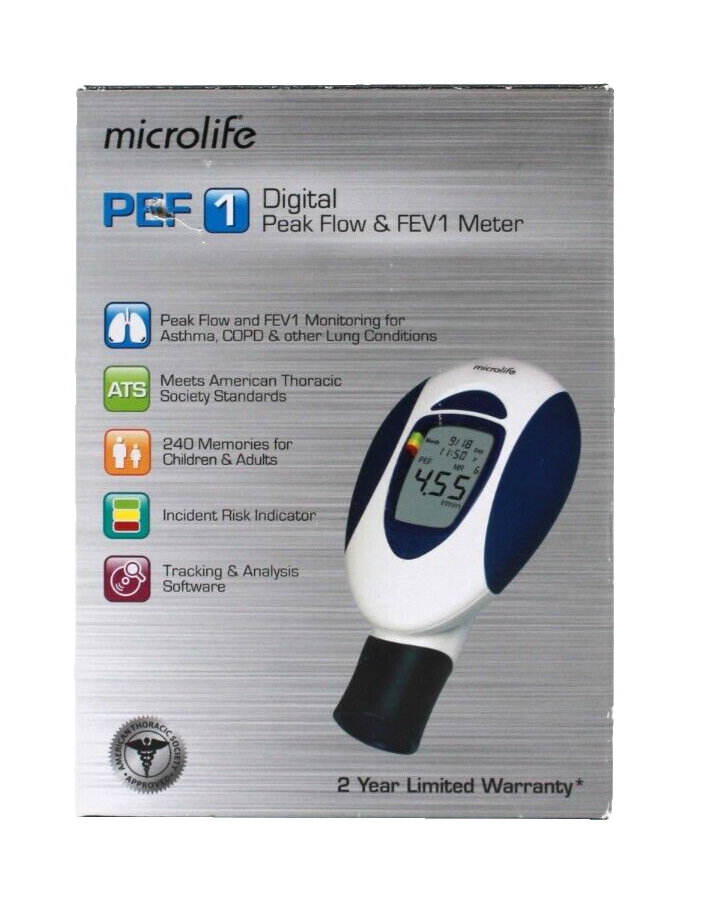 Microlife PEF 1 Digital Peak Flow & FEV1 Meter-NEW IN BOX 642632732005 ...