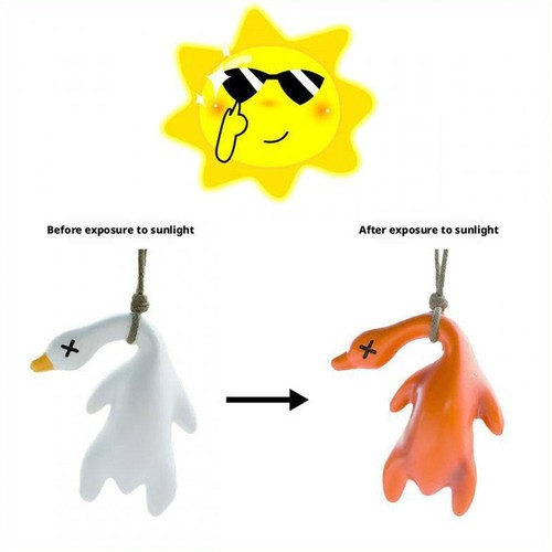 Cute Color-Changing Roast Duck Pendant Uv Temperature-Sensing Keychain ...