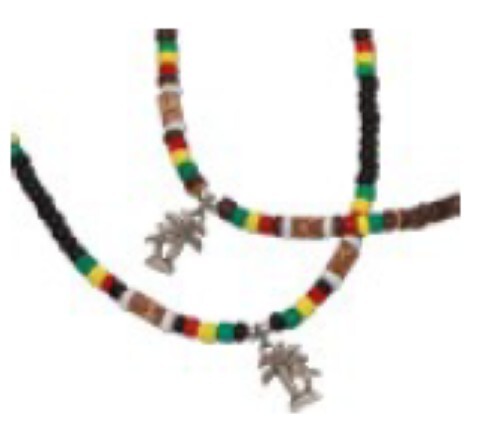 Reggae Rasta Palm Tree Pendant Necklace, Black, Yellow, Red, Green ...