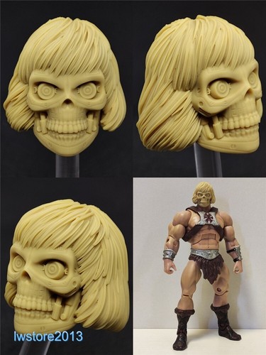 1:12 Skull Face He-Man Head Sculpt Carved For 6inch Male Action Figure ...