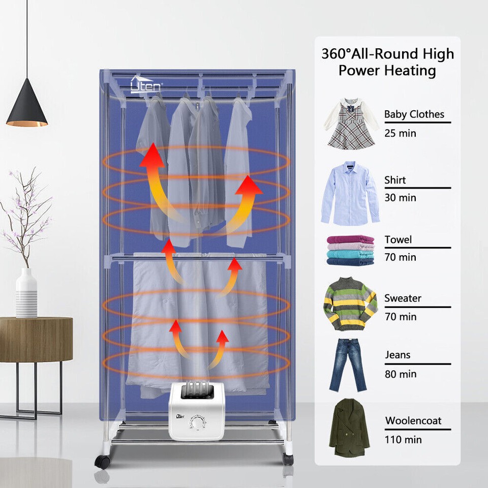 Electric Clothes Dryer Portable Wet Laundry Home Hot Air Drying Rack US ...