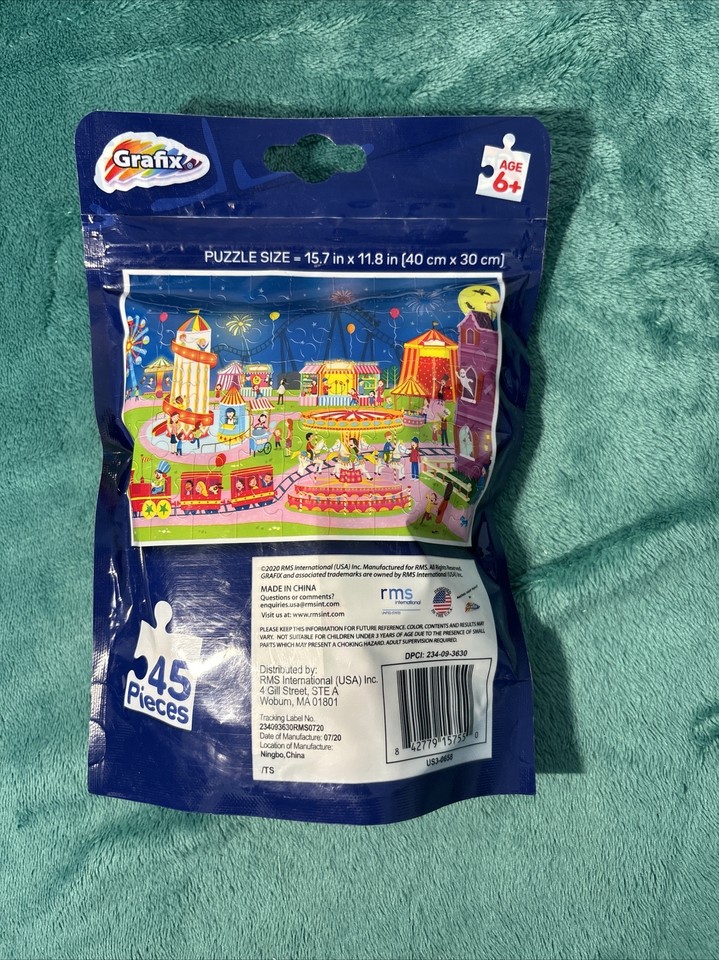 Night at the Fairgrounds Jigsaw Puzzle 45-Piece Ages 6+ Graphix | eBay