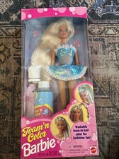 1995 Mattel Foam 'n Color Barbie Doll Blue Dress Blonde Hair 15099 NRFB ...