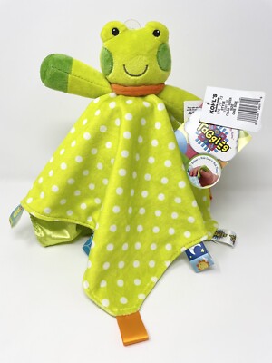 Taggies Green Frog Security Blanket Lovey Polka Dots Rattle Satin Back ...