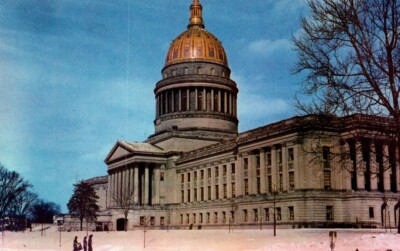 Charleston WV-West Virginia State Capitol In Winter Snow Vintage ...