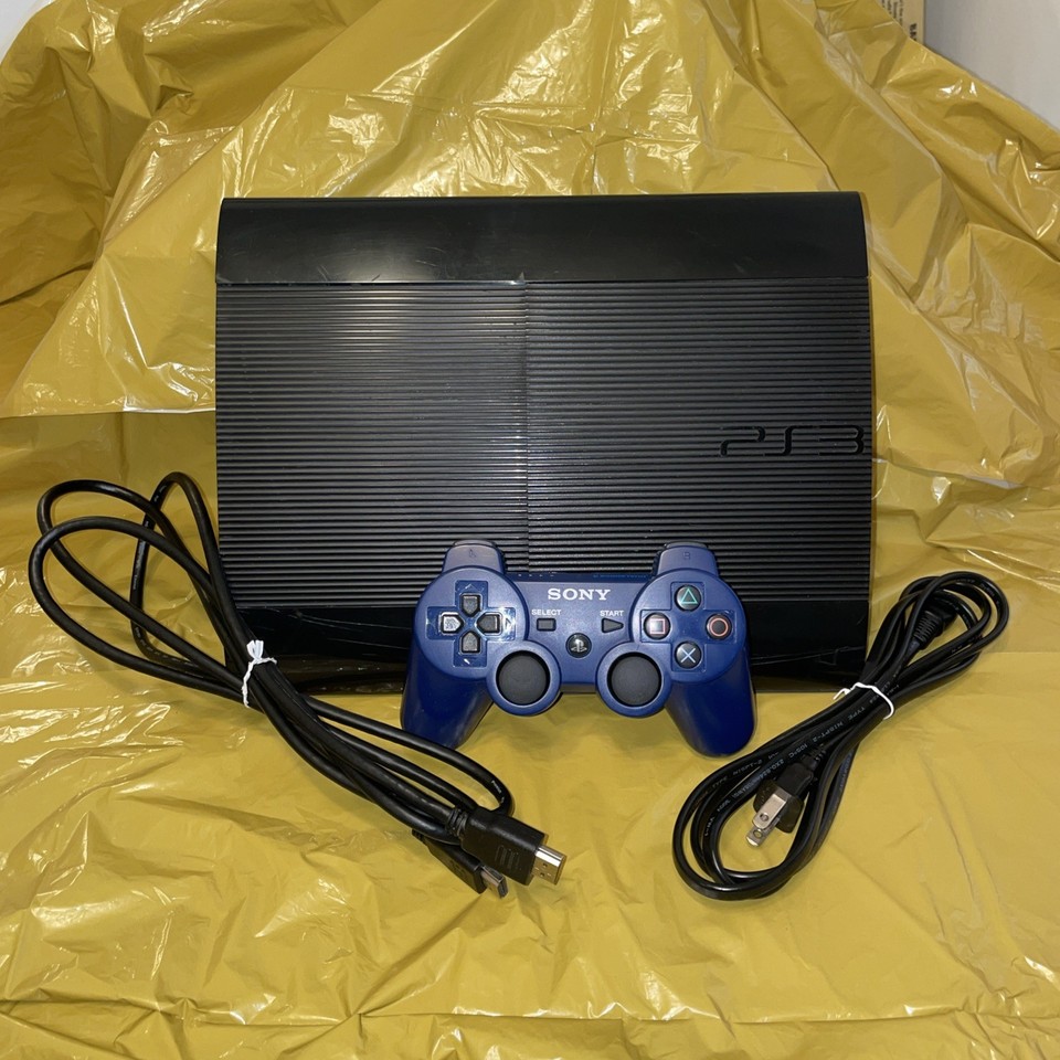 Sony PlayStation 3 Console PS3 Super Slim Blue Bundle Controller ...