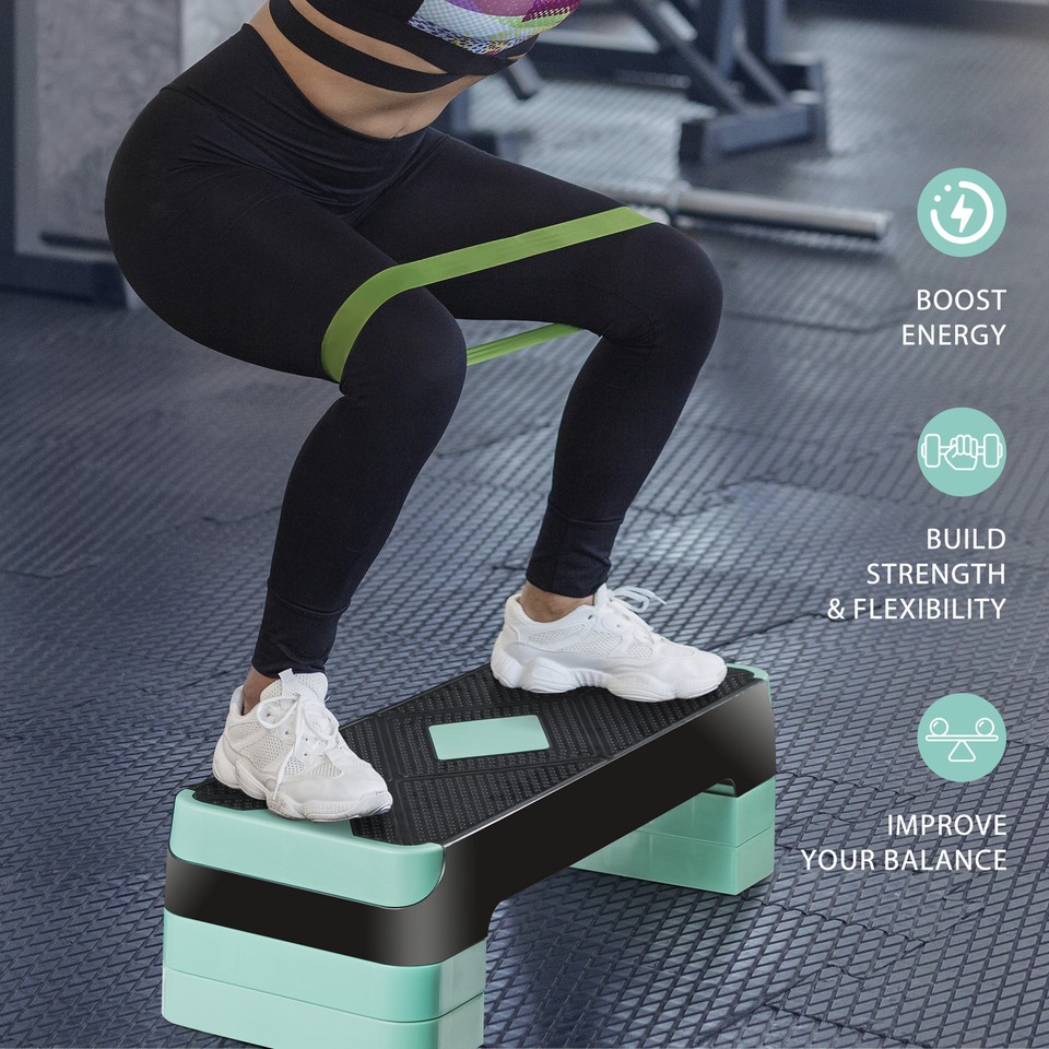 Exercise Gym Workout Aerobic Step Cardio Fitness Step Deck with 4 ...