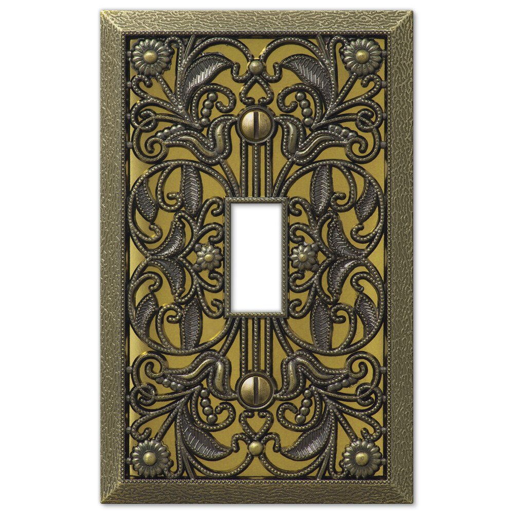 Antique Brass Filigree Switch Plate Arabesque Wallplate Toggle Rocker ...