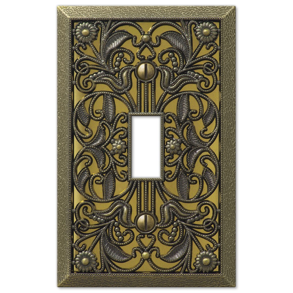 Antique Brass Filigree Switch Plate Arabesque Wallplate Toggle Rocker ...