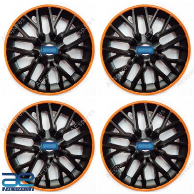 4 Pezzi Nuovo Mozzo Ruota Calotte Plastica Nero Arancione 30.5-40.6cm ...