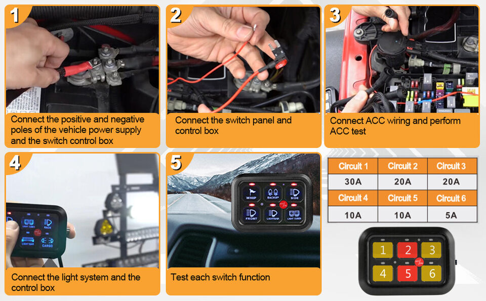 Auxbeam BC60 6 GANG LED SWITCH PANEL OFF ROAD LIGHT CONTROLLER for Ford ...