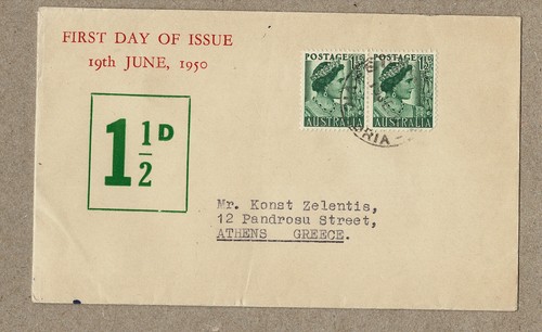 Australia 1950 Rossiter 1½d QEII Pair FDC Cover | eBay Australia