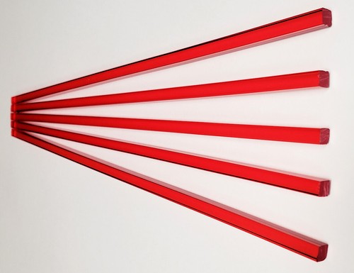 5 PC 1/4” x 1/4" x 12” LONG SQUARE CLEAR RED ACRYLIC TRANSLUCENT ...