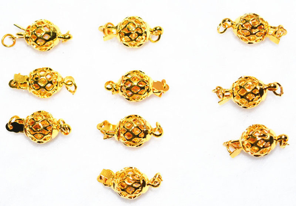 10 Pcs 8mm Zinc Alloy Plated Hollow Gold Clasps Accessories 18KGP PS9 ...
