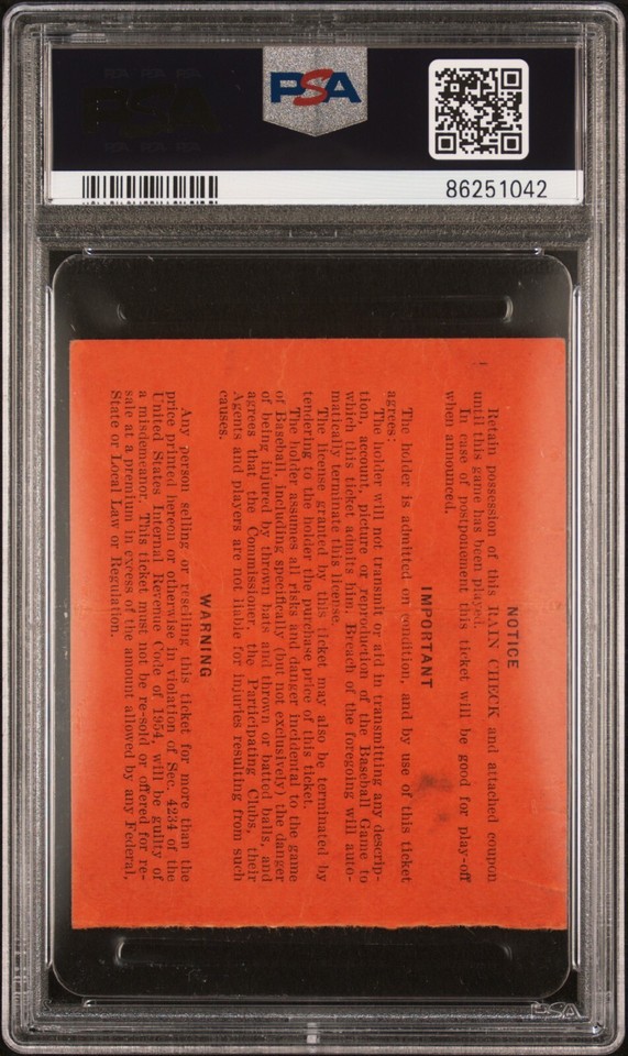 1962 MLB ASG All Star Game East Ticket Stub PSA Washington DC JFK First ...