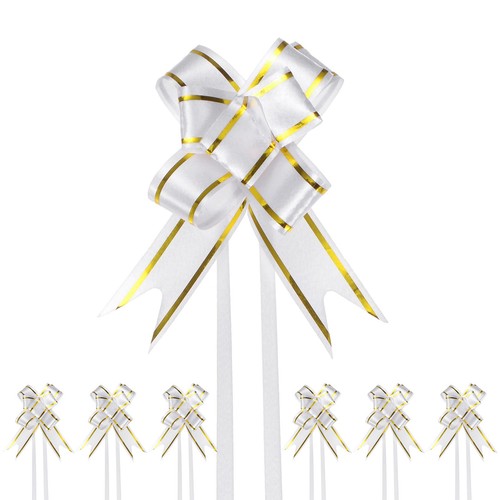 200pcs Ribbon Pull Bows 2.5 Inch Bows for Wedding Decorations White ...