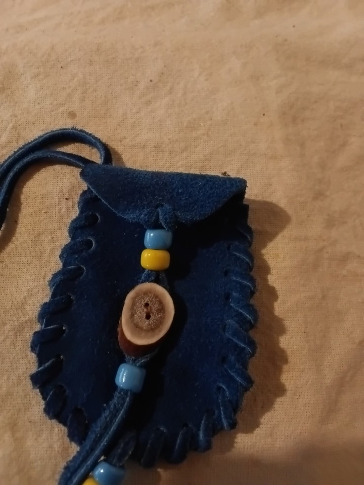 Native american style Royal Blue Deer Skin Medicine bag | eBay UK