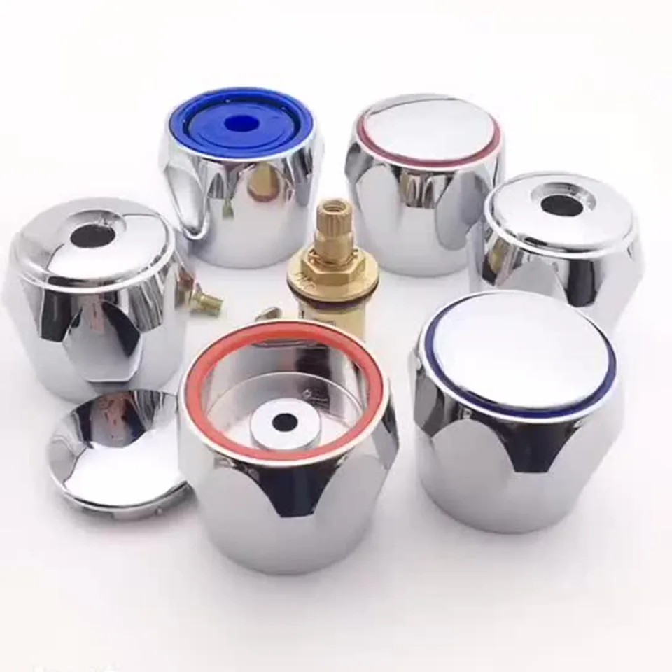 2pcs Hot Cold Faucet Handle Caps Chrome Replacement Kitchen Bathroom ...