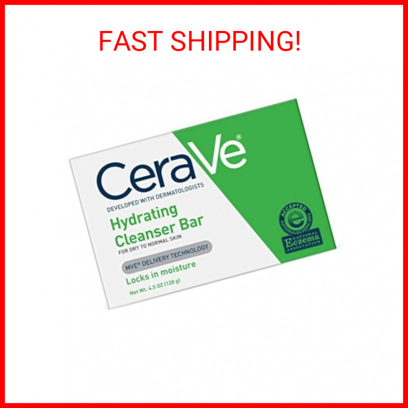 CeraVe Hydrating Cleanser Bar (4.5oz) Soap-Free Body & Facial Cleanser ...