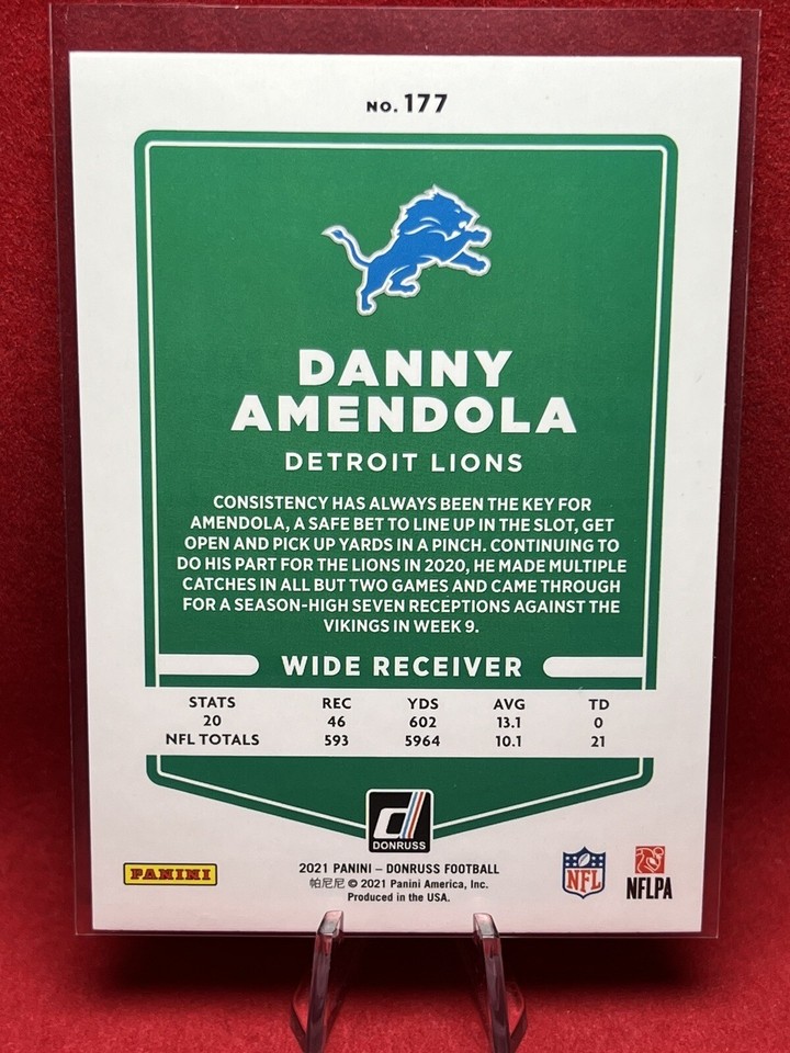2021 Panini Donruss Football *Danny Amendola* Card No. 177 - Detroit ...