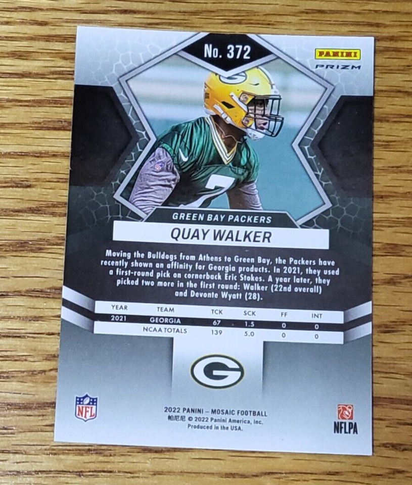QUAY WALKER 2022 Panini Mosaic #372 Rookie RC Rewards Red Sparkle Prizm ...