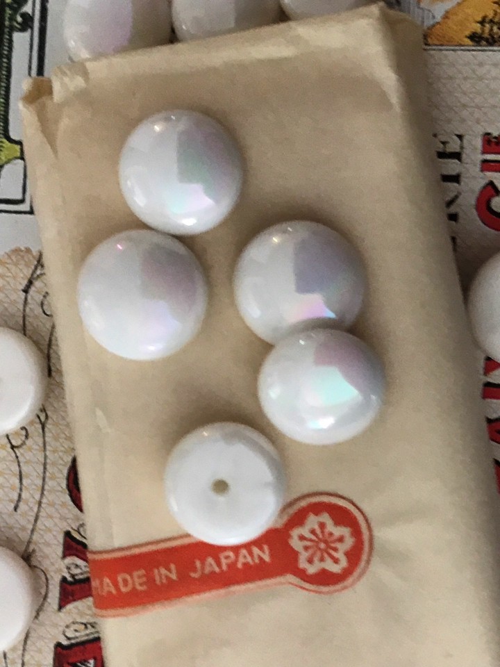 Vintage Glass Cabochons, Iris White, Iris Buttons, Iridescent Buttons,14mm , B53 | eBay