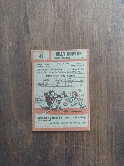 1962 Topps - #42 Billy Howton for sale online | eBay