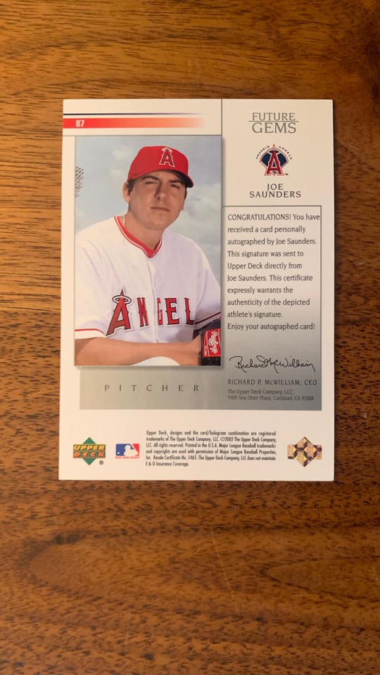 2002 Upper Deck Future Gems Joe Saunders Auto Card #87 LA Angels | eBay