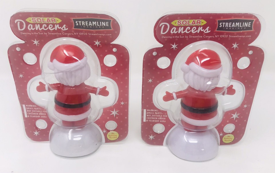 2 Christmas Solar Dancers Santa Office Car Window NEW | eBay