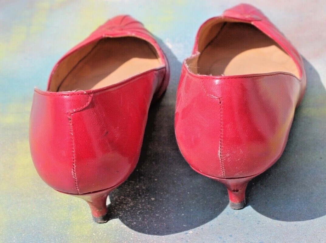 Evan Picone Red Leather Low Heel Pumps Snakeskin Acce… - Gem