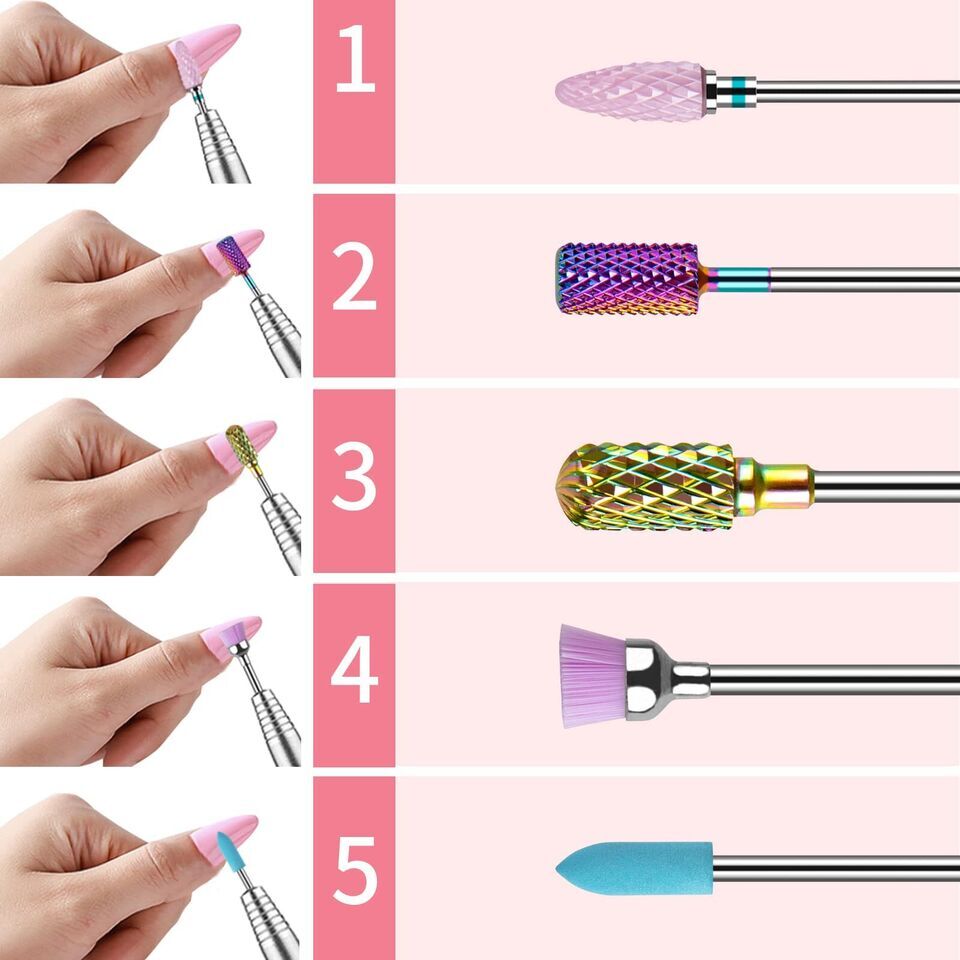 11PCS Electric Manicure Machine Nail Art Grinding Drill Bits Diamond ...