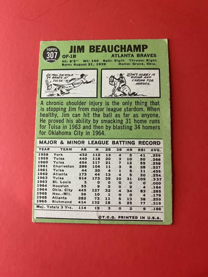 1967 Topps - #307 Jim Beauchamp EX | eBay