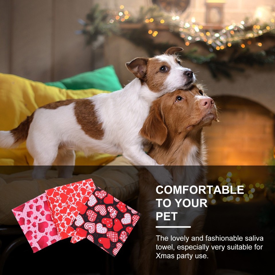 3 Pcs Valentine's Day Pet Bandana Cute Dog Bandanas Triangle Scarf ...