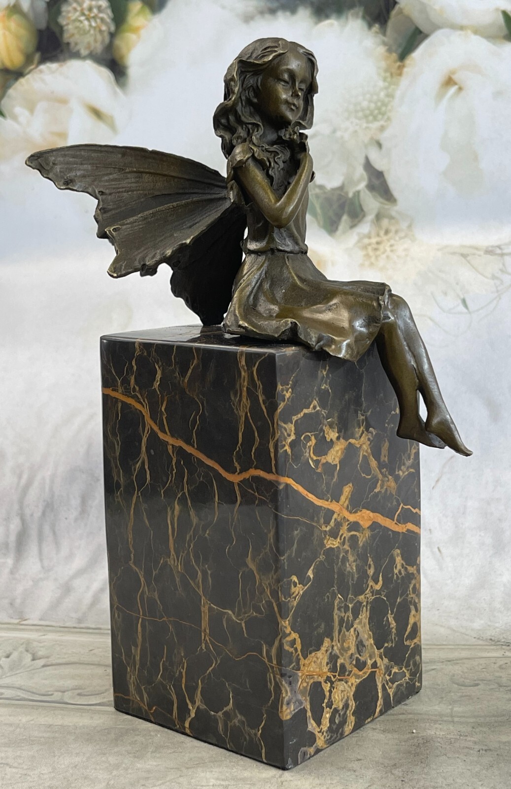 Butterfly Angel Nymph Fairy Fantasy Art Deco Elegant Bronze Marble ...