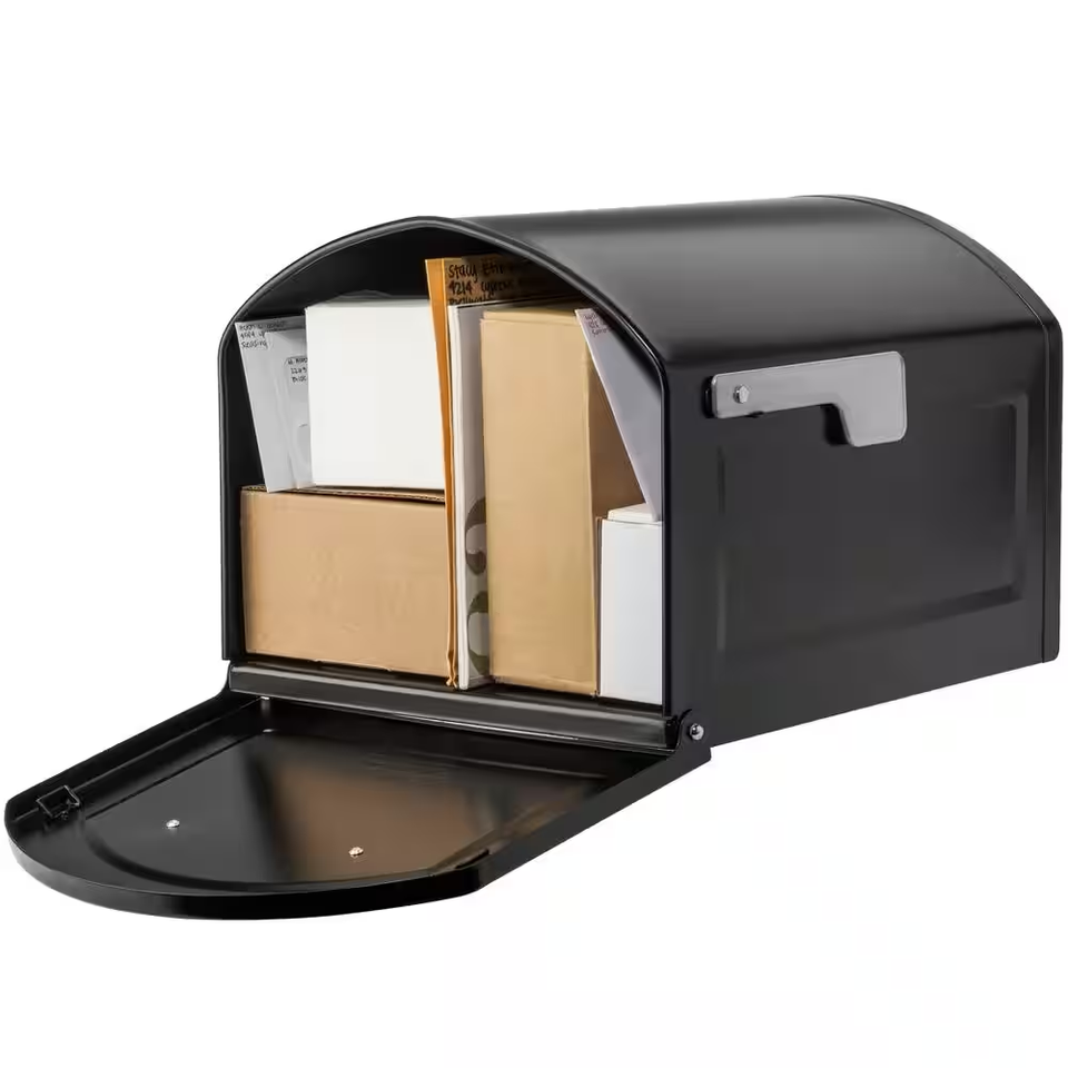 Black Extra Large Post Mount Mailbox Steel Rural Galvanized Mail Extra ...