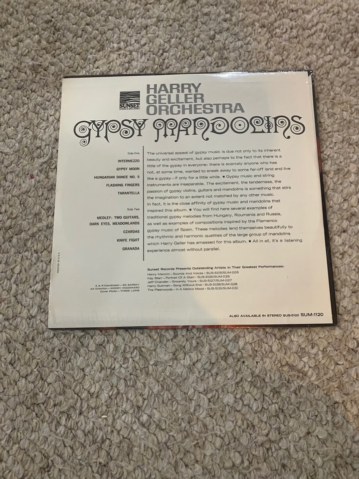 Harry Geller Orchestra - Gypsy Mandolins - Sunset Records Sealed Vinyl ...
