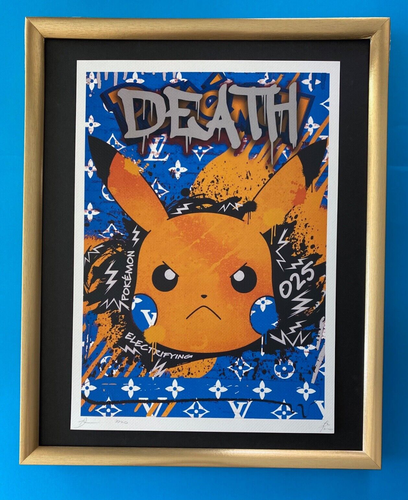 DEATH NYC Hand Signed LARGE Print COA Framed 16x20in Pikachu Pokemon ...