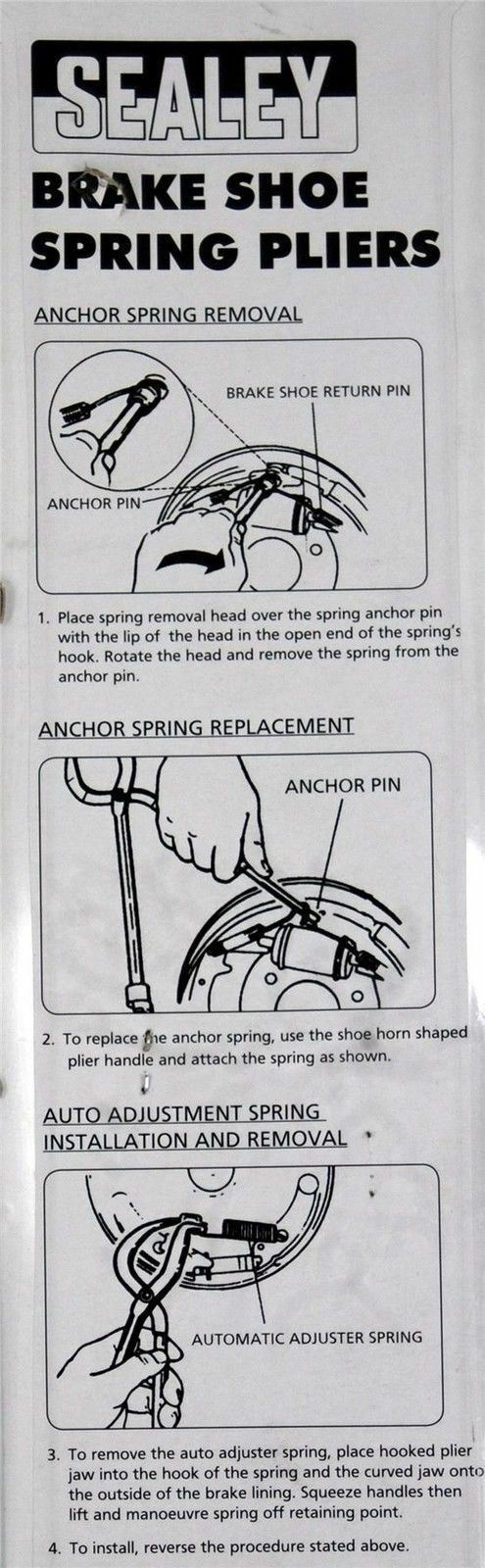 Sealey 300mm Brake Shoe Spring Pliers Drum Shoe Springs Removal ...