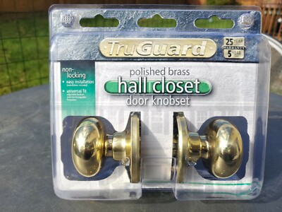 TruGuard Door Knob Hall and Closet Non-Locking Interior Polished Brass ...
