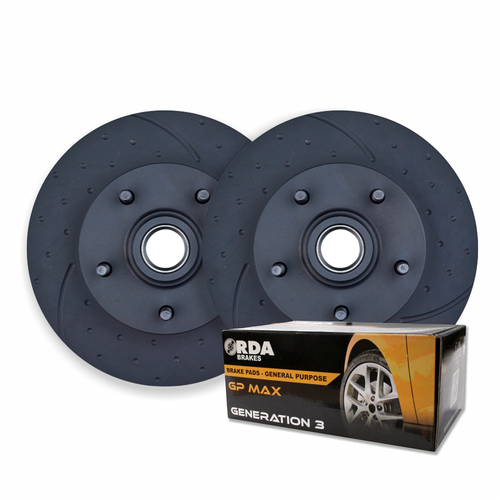 DIMP SLOTTED FRONT RDA DISC BRAKE ROTORS & PBR PADS FOR HOLDEN HX HZ ...