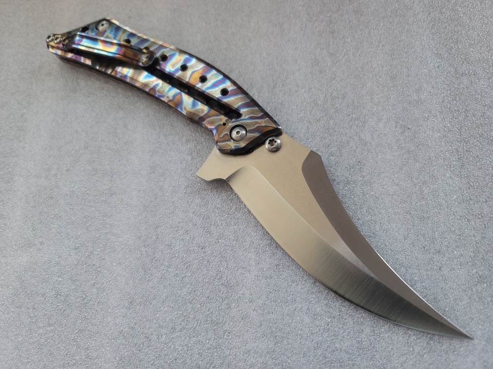 Steve Ryan Knives JACK , Rhino Blade, Oil Slick Flame Trailed Ti, Mayo ...