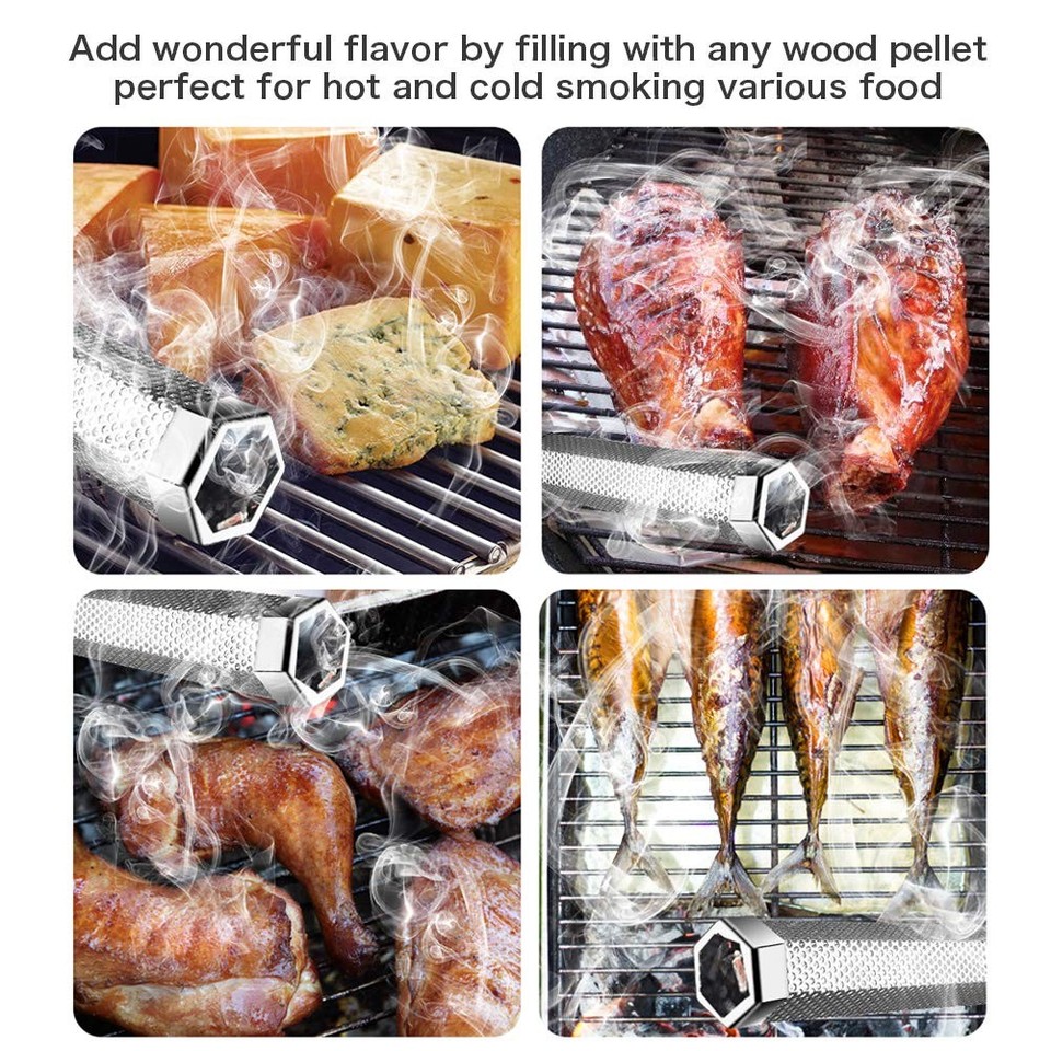 Smoke Tube for Pellet Smoker, 12'' Smoker Tube for Pellet Grill - Hot ...