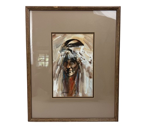 Bert Seabourn Original Watercolor Painting "Swift Hawk" Native American ...