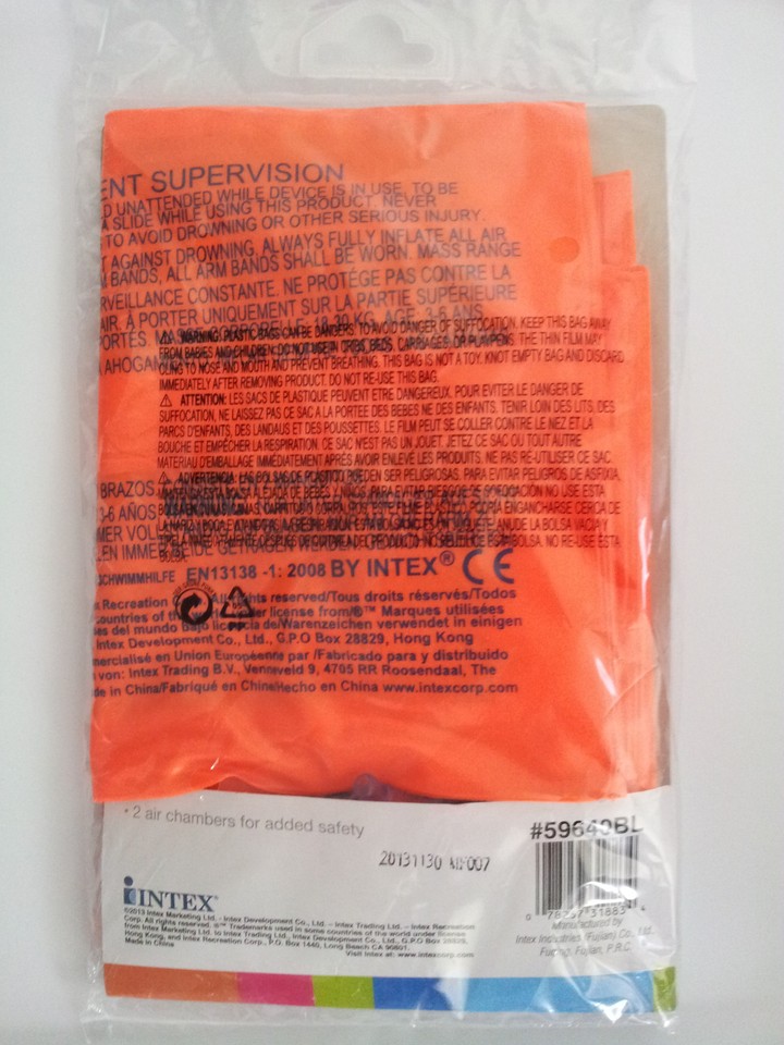 Orange Arm Bands Swim Aid Pool Float Arm Bands Water Wings 2-Pair Pack ...