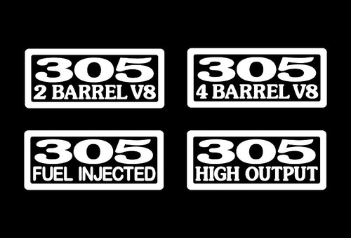 2 DECALS 305 V8 2 4 BARREL HO HIGH OUTPUT FUEL INJECTED 5.0 STICKERS ...