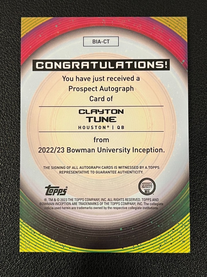 Clayton Tune 2022-23 Bowman Inception Auto Houston BIA-CT | eBay