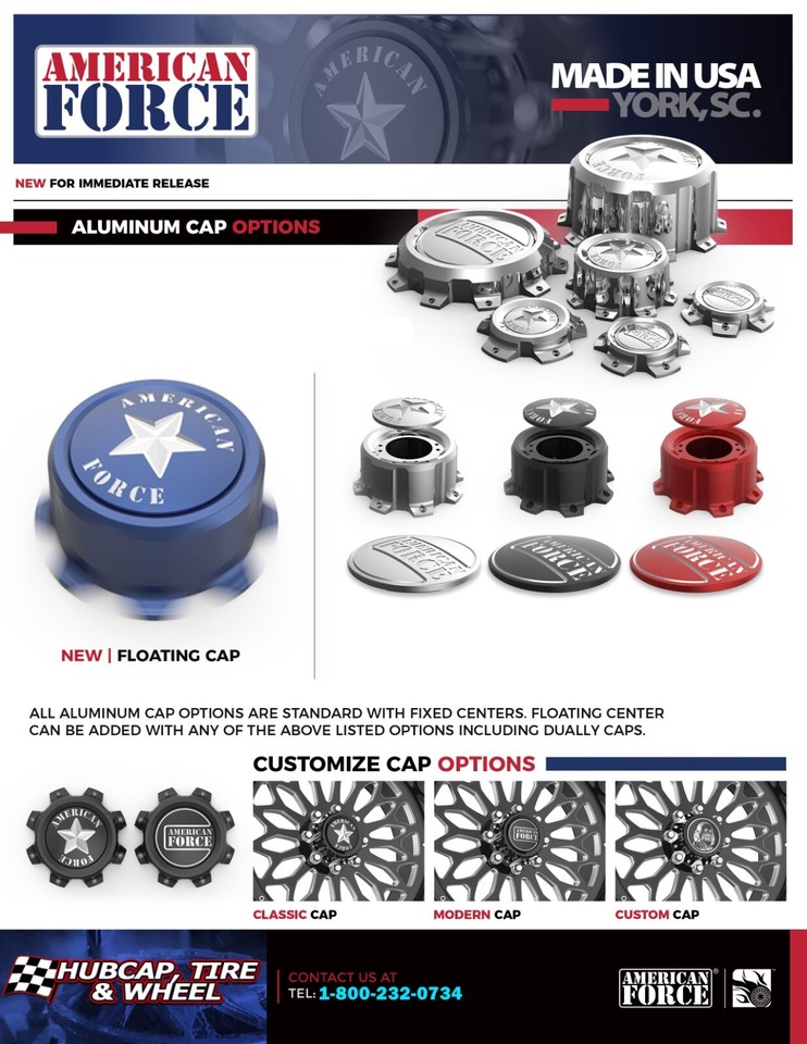 NEW American Force Metal Center Caps Floating Black Star - 10 Lug ...